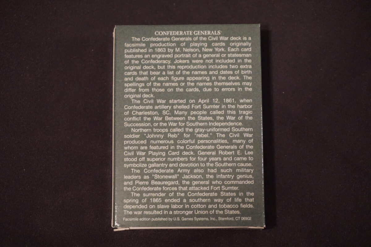 Confederate Generals Playing Card Deck
